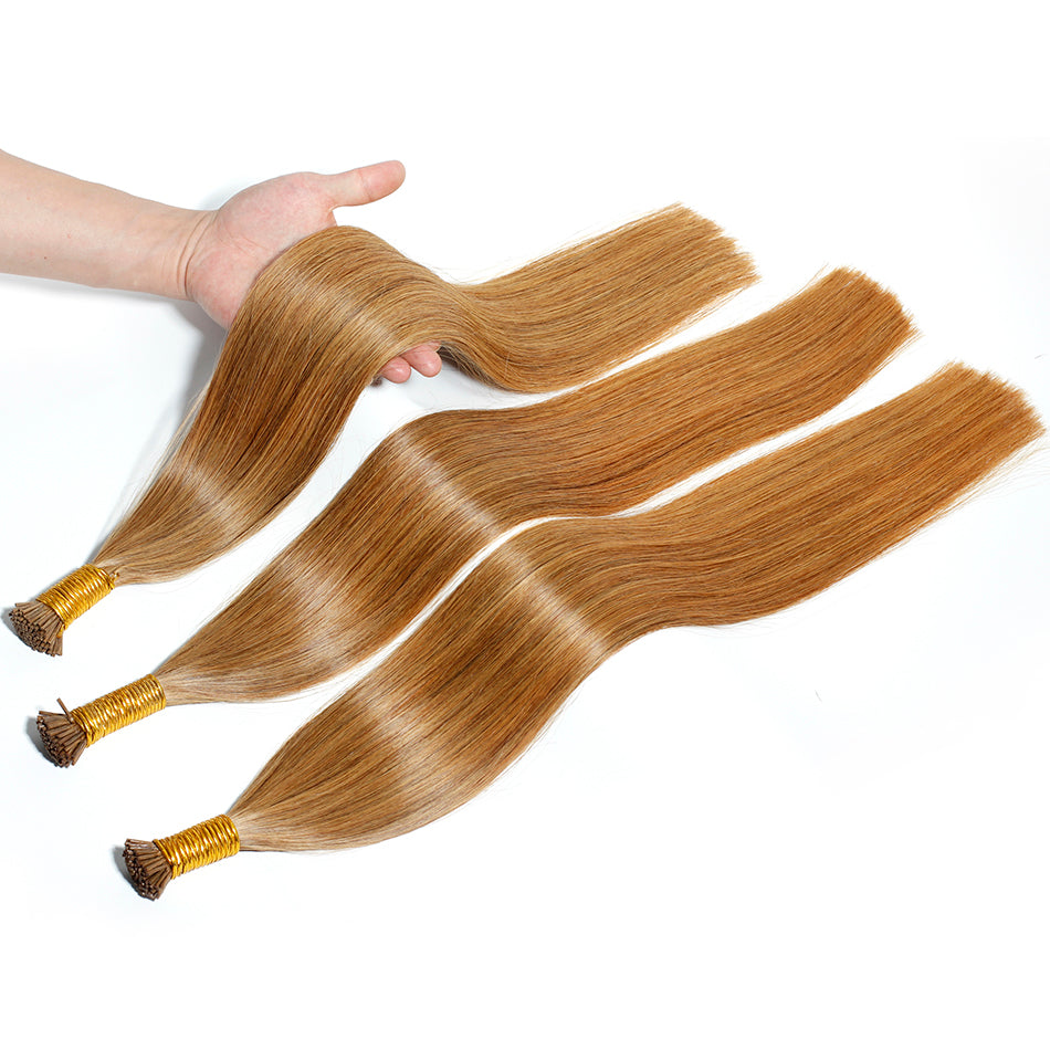 Brown color I tips extensions virgin human hair full cuticle aligned 1 ...